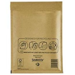 Mail Lite Luftpolster-Luftpolster-Versandtaschen D/1 Gold Ohne Fenster 180 (B) x 260 (H) mm Abziehstreifen 79 g/m2 100 Stück