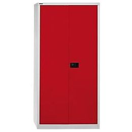 Bisley Flügeltürenschrank Universal mit Garderobeneinsatz Lichtgrau, Kardinalrot 914 x 400 x 1.950 mm