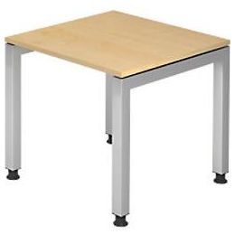 Hammerbacher J Serie Höhenverstellbarer Schreibtisch Rechteckig Ahorn Holz Silber 4 Füße 800 x 680 mm