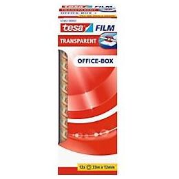 Tesa Klebeband Tesafilm Office-Box Transparent 12 mm (B) x 33 m (L) PP (Polypropylen) 12 Rollen