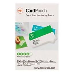 GBC Card Laminierfolien Visitenkarte & Kreditkarte Glänzend 250 (2 x 250 Mikron) Transparent 100 Stück