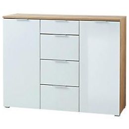 Germania GW-TELDE Sideboard Melamin 1.340 x 400 x 1.050 mm Eiche Beige, Weiß