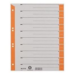 Leitz 1 bis 10 Trennblätter DIN A4 Überbreite Orange 10-teilig Pappkarton 6 Löcher 1652 100 Stück