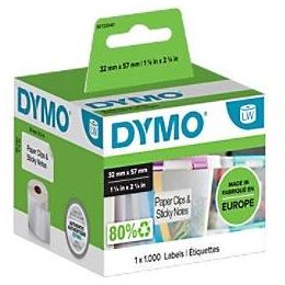 Dymo LW Etiketten Authentisch 11354 2027786 Selbsthaftend Schwarz auf Weiß 32 x 57 mm 1000 Etiketten