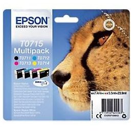 Epson T0715 Original Tintenpatrone C13T07154012 Schwarz, Cyan, Magenta, Gelb Multipack 4 Stück