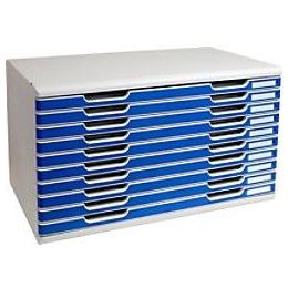 Exacompta Modulo Ablagesysteme Polystyrol Blau, Hellgrau 10 Schübe 57,6 x 35 x 32 cm