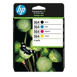 HP 364 Original Tintenpatrone N9J73AE Schwarz, Cyan, Magenta, Gelb Multipack 4 Stück