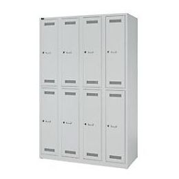 Bisley Garderobenschrank LIGHT, 4 Abteile 300 à 2 Fächer, Farbe lichtgrau