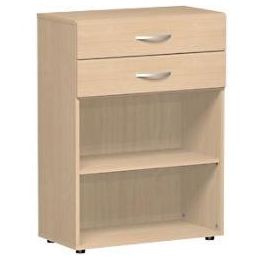 geramöbel Geramoebel Speed Office Melaminharzbeschichtete Spanplatte Regal 3 Fachböden 800 x 420 x 1.104 mm Braun Buche