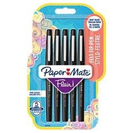 Papermate Fineliner Pen Flair 0,7 mm Schwarz 5 Stück