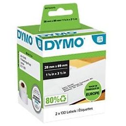 Dymo LW S0722370 / 99010 Authentic Adressetiketten Selbstklebend Weiß 28 x 89 mm 2 Rollen à 130 Etiketten