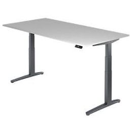 Hammerbacher XBHM VXBHM Elektrisch Höhenverstellbar Sitz-Stehschreibtisch Rechteckig Grau C-Fuß 2.000 (B) x 1.000 (T) x 1.290 (H) mm Spanplatte, Stahl, Aluminium