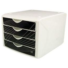Helit Schubladenbox mit 4 Schubladen Kunststoff Weiß , Schwarz 26.2 x 33 x 21.2 cm