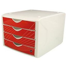 Helit Schubladenbox mit 4 Schubladen Weiß, Rot 26,2 cm