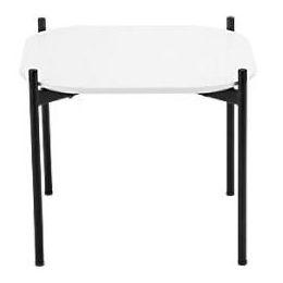 PAPERFLOW Quadratischer Beistelltisch Weiße Tischplatte Schwarzer Rahmen 4 Beine Meet 500 x 500 x 400 mm