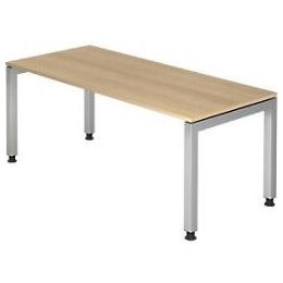 Hammerbacher J Serie Höhenverstellbarer Schreibtisch Rechteckig Eiche Holz Silber 4 Füße 1.800 x 680 mm