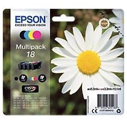 Epson 18 Original Tintenpatrone C13T18064012 Schwarz, Cyan, Magenta, Gelb Multipack 4 Stück