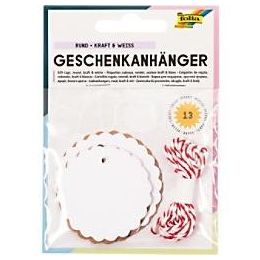 Folia Papier-Geschenkanhänger Rund Mattbraun, Weiß 11 x 3 x 14,5 cm Packung mit 12 Stück