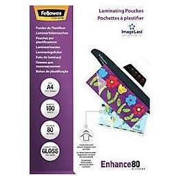 Fellowes ImageLast Enhance Laminierfolien DIN A4 Glänzend 80 Mikron (2 x 80) Transparent 100 Stück