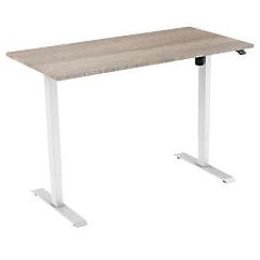 euroseats Robson Rechteckig Elektrisch Höhenverstellbar Sitz-Stehschreibtisch Eiche Holz, Metall Weiß 1.200 x 800 x 750 - 1.235 mm