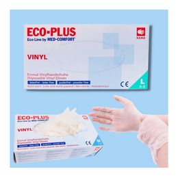 ECO-PLUS Einweghandschuhe Vinylhandschuhe 100 Stück in Größe M & L Ideal: körpernahe Dienstleistung