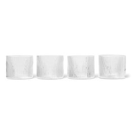 ferm LIVING - Ripple Trinkglas low, klar (4er-Set)