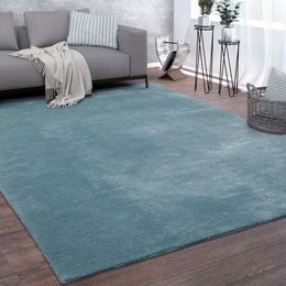 Teppich Wohnzimmer Kurzflor Waschbar Einfarbiger Moderner Stil Weich Türkis Blau 100x200 cm - Paco Home