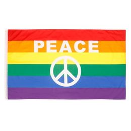 PHENO FLAGS Flagge Peace Flagge 90 x 150 cm Fahne Frieden Regenbogen (Hissflagge für Fahnenmast)