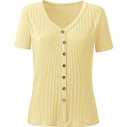 Damen Kurzarmshirt in elastischer Ripp-Qualit&auml;t zitrone, Gr&ouml;&szlig;e 38