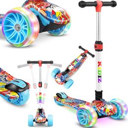 Kidiz® Roller Kinder Scooter X-Pro2 Dreiradscooter mit PU LED Leuchtenden Räder Kinderroller faltbar Tret-Roller höhenverstellbarer Cityroller Kinderscooter für Jungen Mädchen 3-12 Jahre