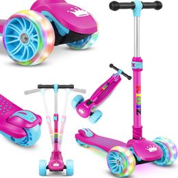 Kidiz® Roller Kinder Scooter X-Pro2 Dreiradscooter mit PU LED Leuchtenden Räder Kinderroller faltbar Tret-Roller höhenverstellbarer Cityroller Kinderscooter für Jungen Mädchen 3-12 Jahre