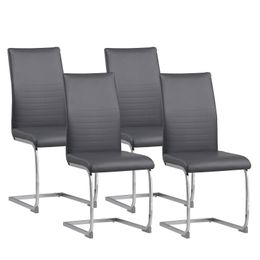 ALBATROS Freischwinger Stühle 4er Set BURANO, Grau - Esszimmerstuhl Schwingstuhl mit modernem Design, Kunstleder-Bezug, dicke Polsterung - Küchenstuhl, Polsterstuhl, Stuhl Esszimmer Esstisch