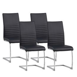 ALBATROS Freischwinger Stühle 4er Set BURANO, Schwarz - Esszimmerstuhl Schwingstuhl, modernes Design, Kunstleder-Bezug, dicke Polsterung - Küchenstuhl, Polsterstuhl, Stuhl Esszimmer Esstisch