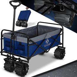 Kesser® Bollerwagen faltbar mit Breite Reifen Handwagen Transportkarre Gerätewagen inkl. 2 Netztaschen klappbar Kunststoff-Reifen bis 120 kg Tragkraft transportwagen Gartenanhänger