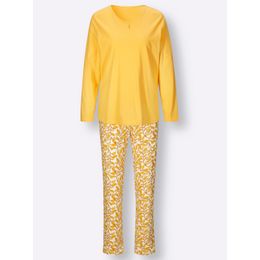 w&auml;schepur w&auml;schepur Damen Schlafanz&uuml;ge in Single-Jersey-Qualit&auml;t, kiwi + gelb, Gr&ouml;&szlig;e 52/54