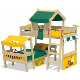 Kinderbett Etagenbett CrAzY Trunky mit Rutsche Hochbett, 90 x 200 cm Hausbett - grün/gelb - Wickey