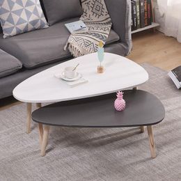 2er Set Beistelltisch Retro Couchtisch Kaffeetisch Wohnzimmer Design Tisch Weiß+Grau