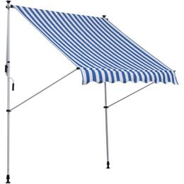 Markise Gelenkarmmarkise Klemmmarkise Höhenverstellbar Sonnenschutz Faltarm Handkurbel Balkon Alu Blau+Weiß 200 x 150 cm - Blau+Weiß - Outsunny