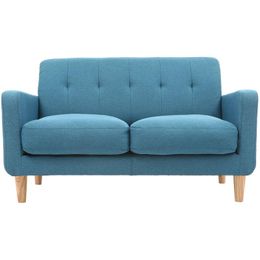 Miliboo Design-Sofa skandinavisch blaugrüner Stoff 2-Sitzer LUNA - Entenblau
