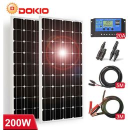 Dokio - 200W Mono Grid Solarpanel Kit für 12v Haus/Batterie/Wohnmobil/Boot