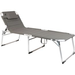 Spetebo - xxl Aluminium Gartenliege 200 x 70 cm - grau - Relax Sonnenliege mit Kopfkissen