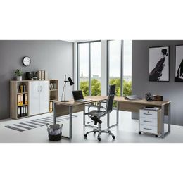 Büromöbel-Set, Office Edition Set 2, eiche/ weiß matt - natur - Bmg Möbel