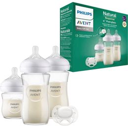 Philips Avent Babyflasche Natural Response Starter-Set Glas für Neugeborene SCD878/11, 3 Flaschen aus Glas und ultra soft Schnuller, weiß