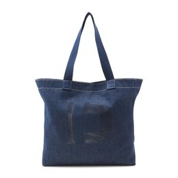 Tom Tailor Denim Damen Virginia Shopper, blau, Logo Print, Gr. ONESIZE