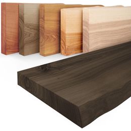 Wandregal Holz Baumkante, Bücherregal Pure ohne Befestigung, Farbe: Schwarz 80cm, LW-01-A-006-80 - Schwarz - Lamo Manufaktur