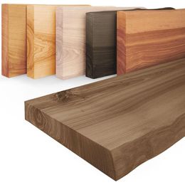 Wandregal Holz Baumkante, Bücherregal Pure ohne Befestigung, Farbe: Nussbaum 80cm, LW-01-A-005-80 - Nussbaum - Lamo Manufaktur