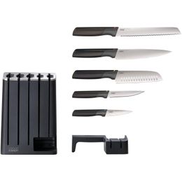 Joseph Joseph Messerblock Elevate (7tlg), 5 Messer mit Klingen aus japanischem Edelstahl, Messerschärfer, schwarz