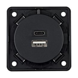 Berker USB-Ladesteckdose A+C 12V, Schwarz matt