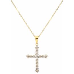 Firetti Kreuzkette Schmuck Geschenk Halsschmuck Halskette Silberkette Kreuz, mit Diamanten, goldfarben|silberfarben