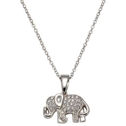 Firetti Kette mit Anhänger Schmuck Geschenk Silber 925 Halsschmuck Halskette Ankerkette Elefant, mit Zirkonia (synth), silberfarben|weiß